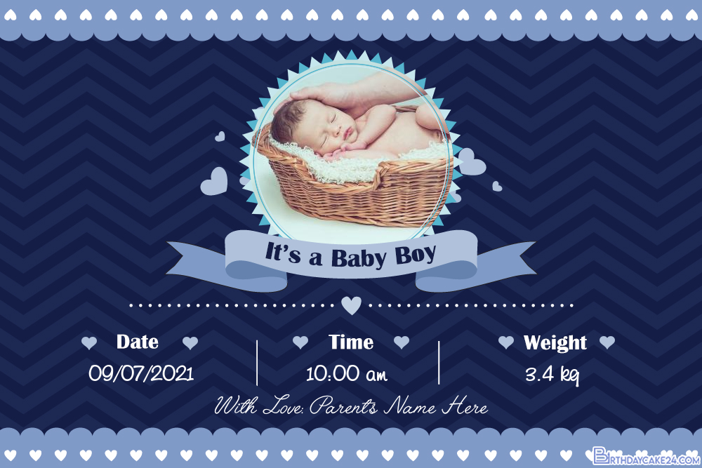 Free Custom Boy Birth Announcement Template
